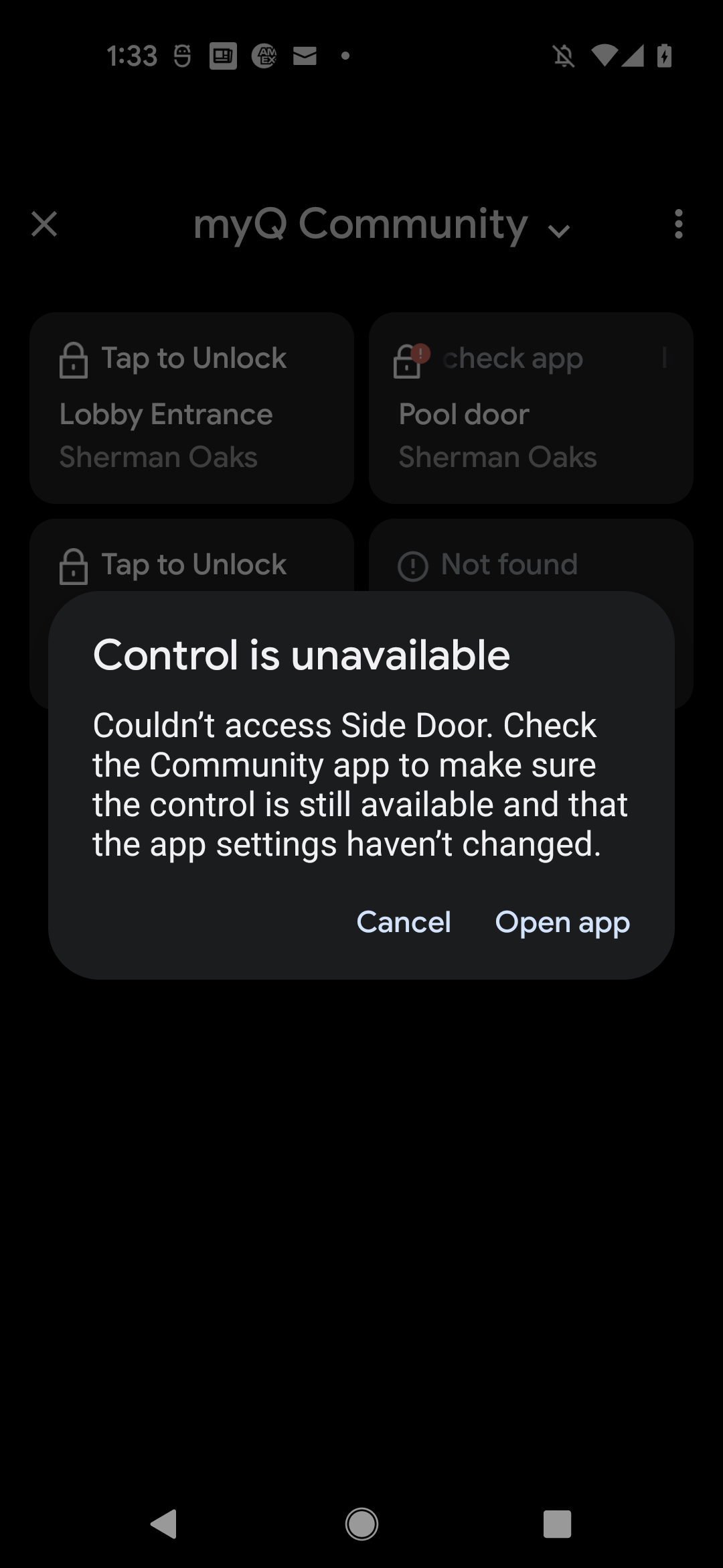 myQ Smart Community | Quick Access Device Control on Android