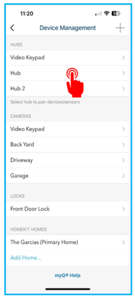 myQ App | Navigating to Device Settings